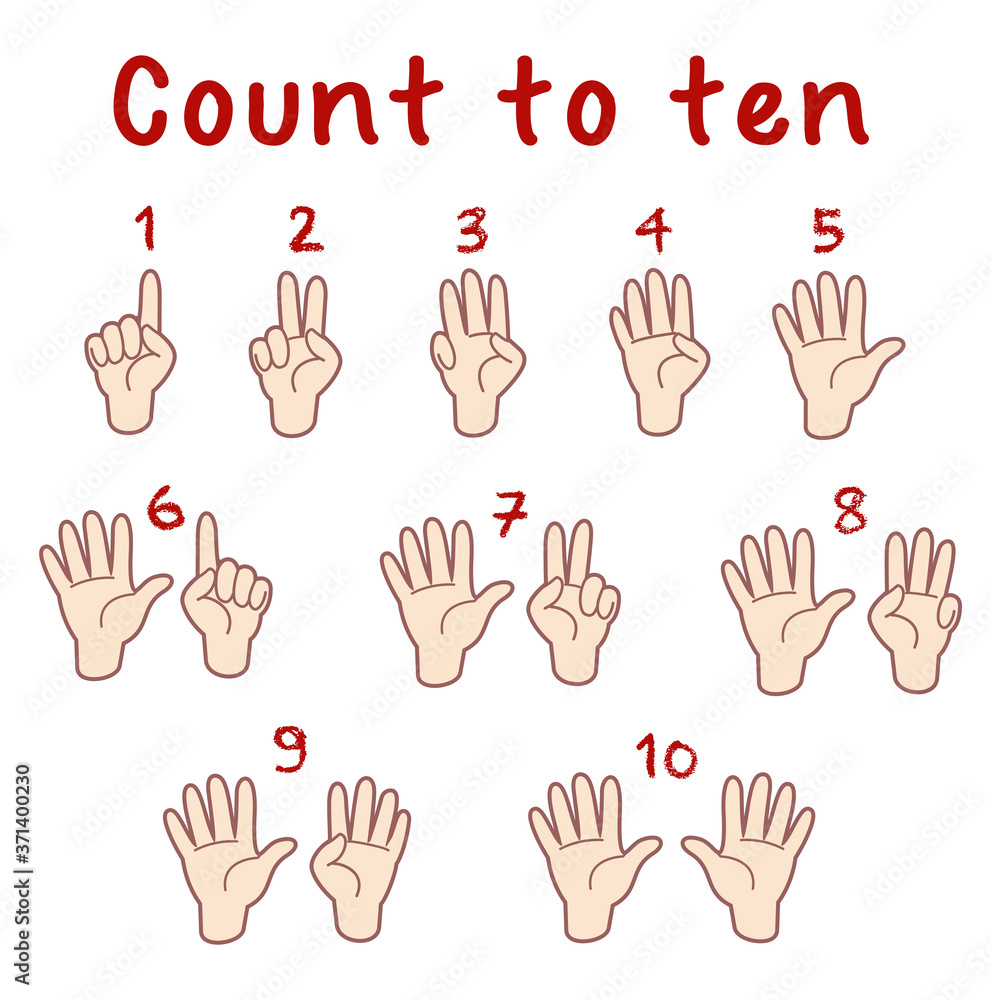 Count to ten, vector illustration of fingers count from one to ten ...