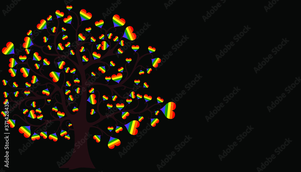 Vector illustration. Tree of Rainbow heart, lgbt community sign ...