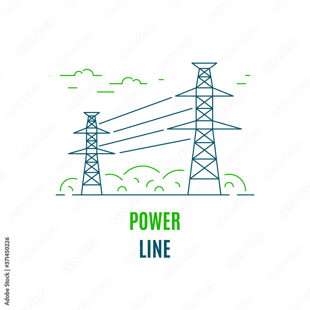 Power line, electricity supply, flat style icon design. Stock Vector ...