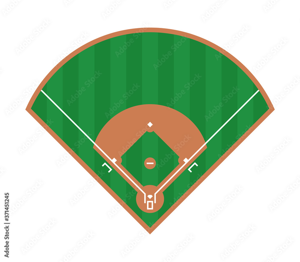Baseball field icon. Flat illustration of baseball field vector design ...