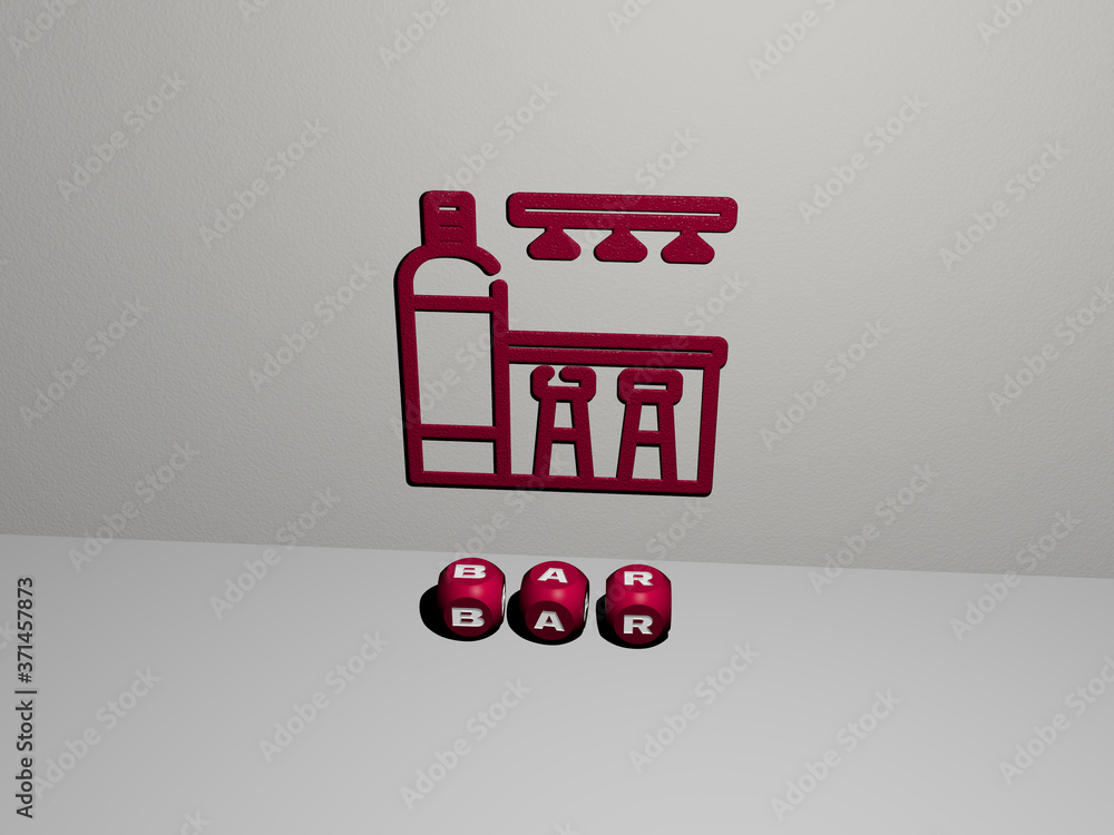 3D graphical image of bar vertically along with text built by metallic ...