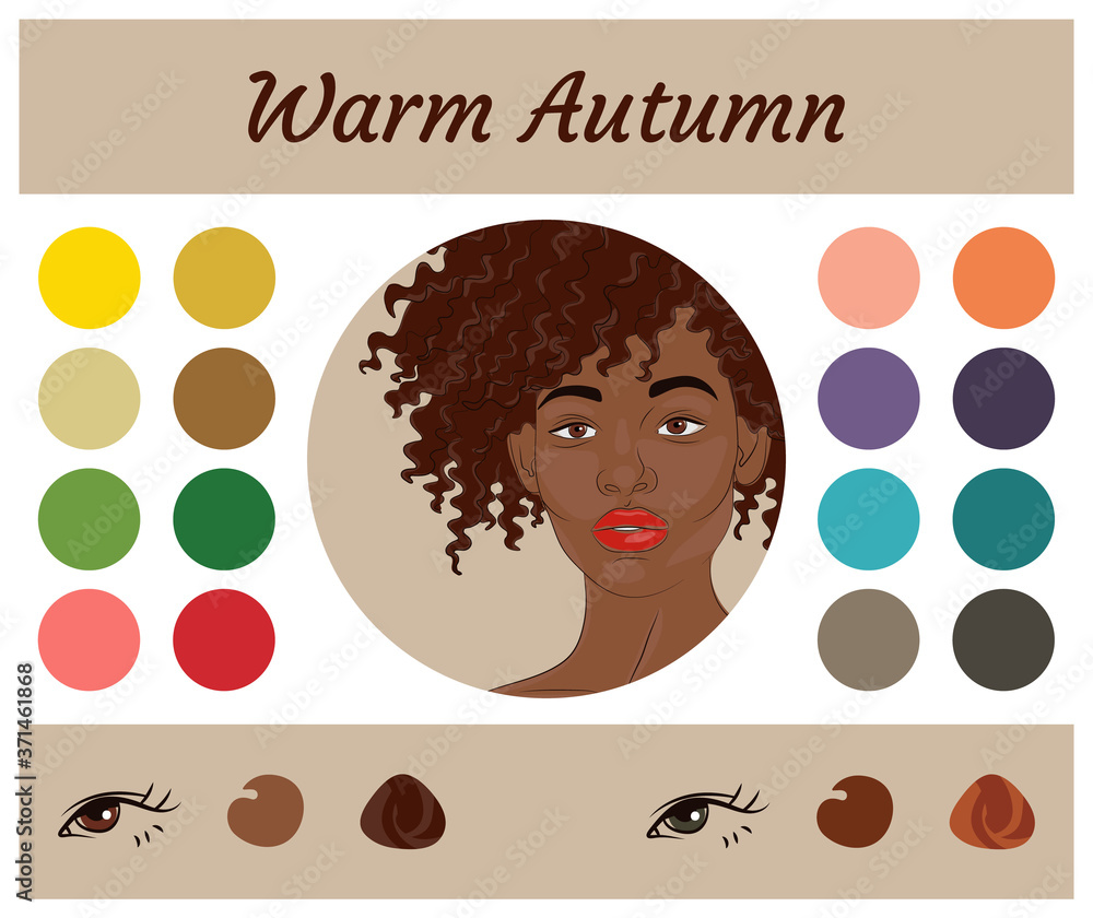 Stock vector seasonal color analysis palette for warm autumn. Best ...