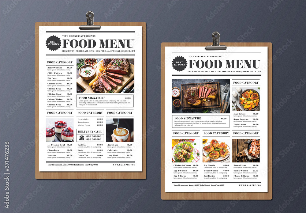 Newspaper Food Menu Layout Stock Template | Adobe Stock