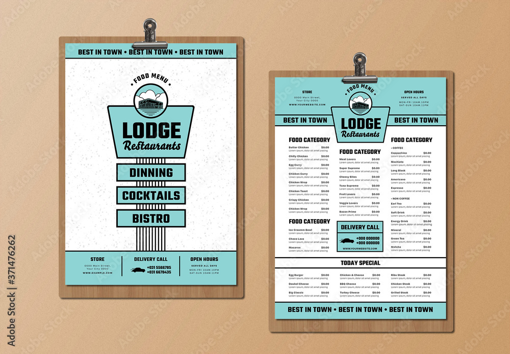Vintage Restaurants Food Menu Layout Stock Template | Adobe Stock