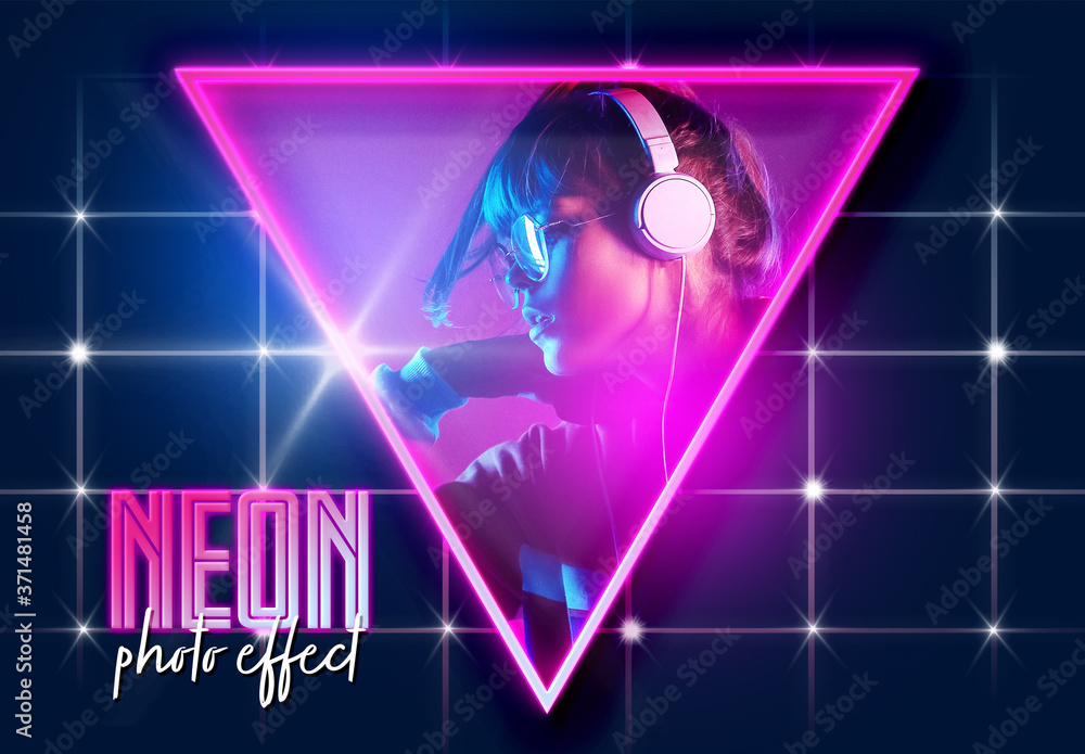 Colorful Neon Photo Effect Stock Template | Adobe Stock
