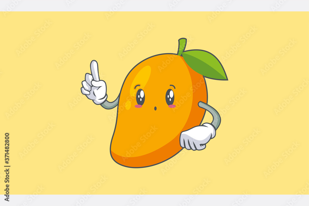 UH , OH, GASP Face Emotion. Forefinger Hand Gesture. Yellow Mango Fruit ...