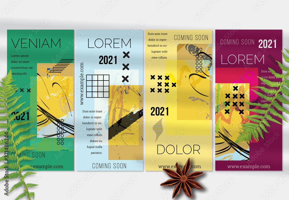 Abstract Bright Colors Flyer Layout with Geometric Shapes Stock ...