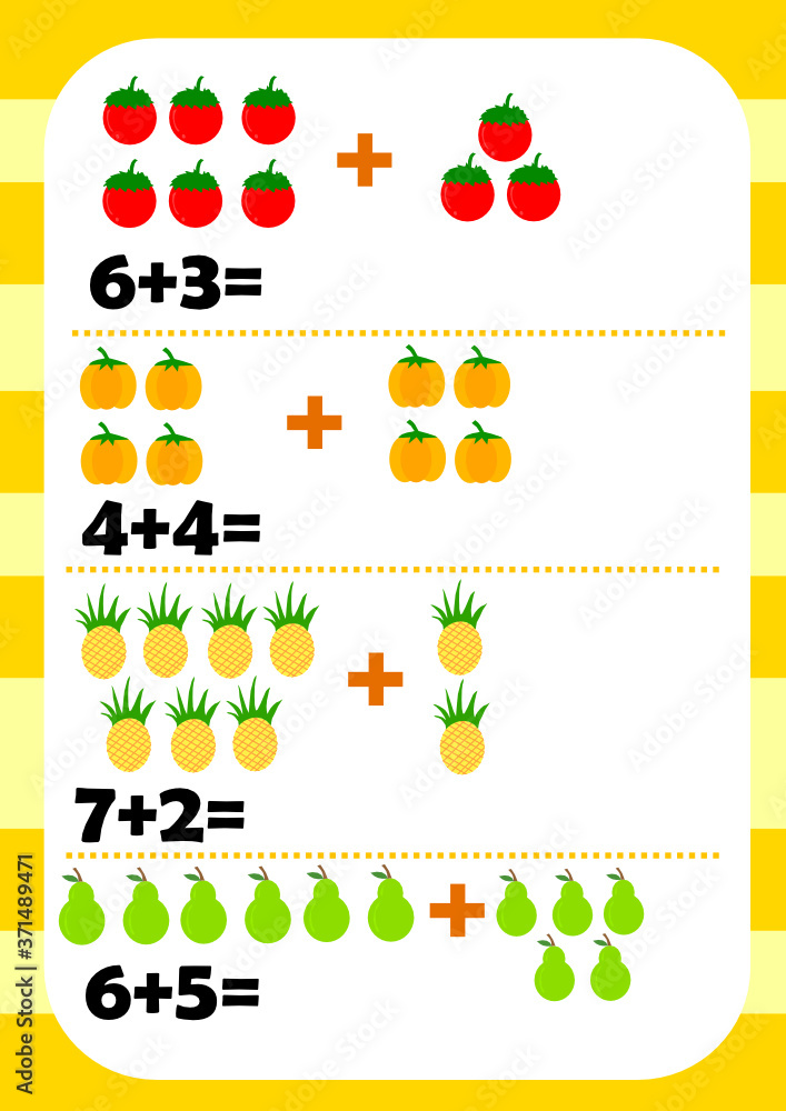 Preschool and kindergarten math worksheet.Learning numbers.Counting ...