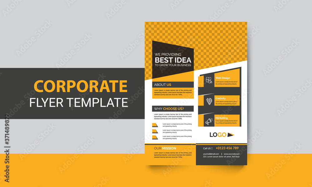 yellow flyer design, corporate flyer template design, business flyer ...