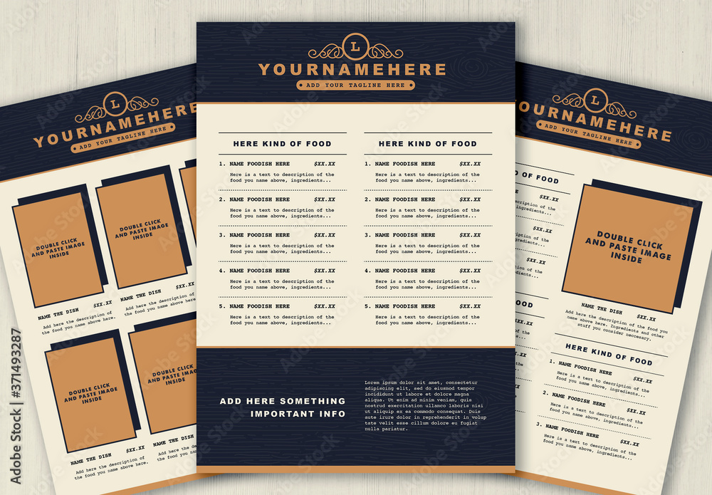 Classy Food Menu Stock Template | Adobe Stock