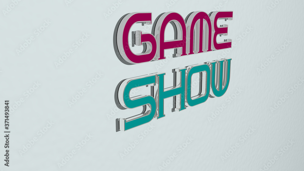 GAME SHOW text on the wall - 3D illustration for background and ball ...