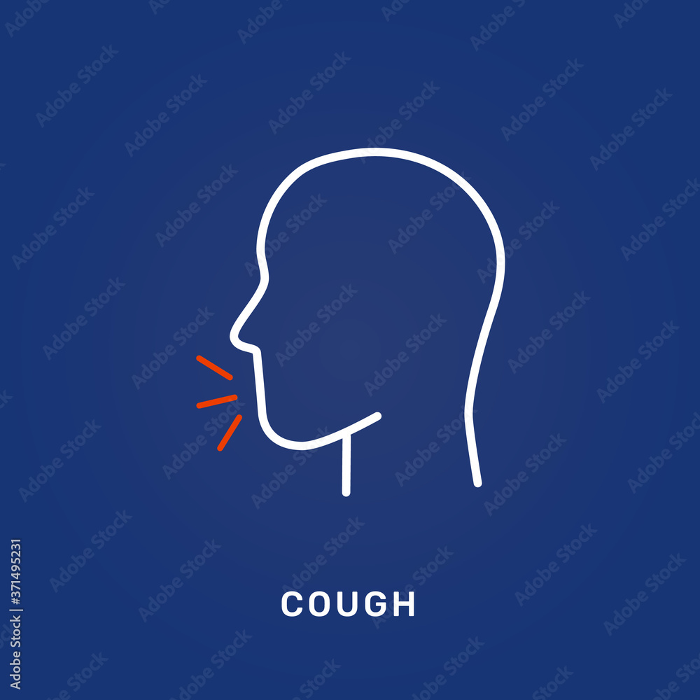 Cough vector icon illustration of one of the main coronavirus COVID19 ...