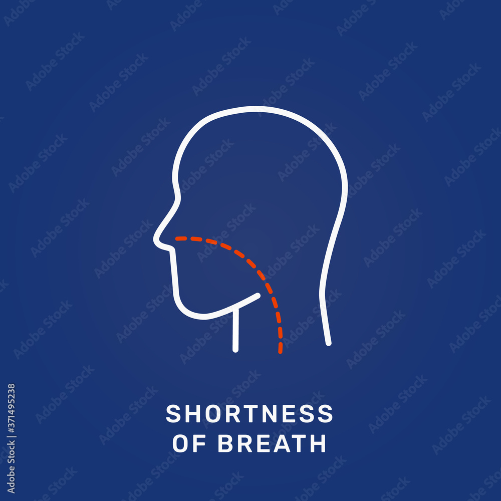 Dyspnea - shortness of breath vector icon illustration. One of the main ...