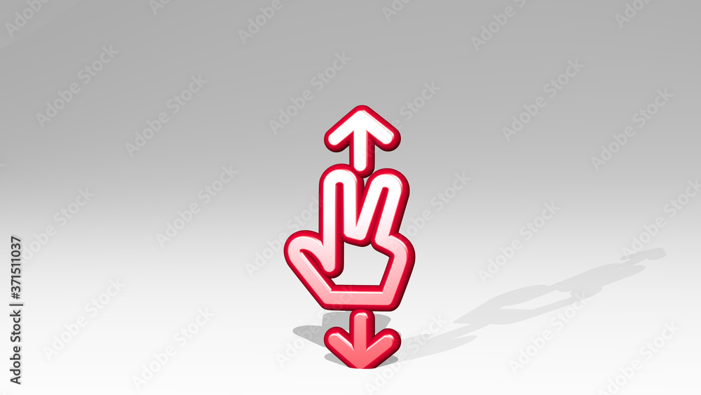 gesture two fingers scroll 3D icon casting shadow - 3D illustration for ...