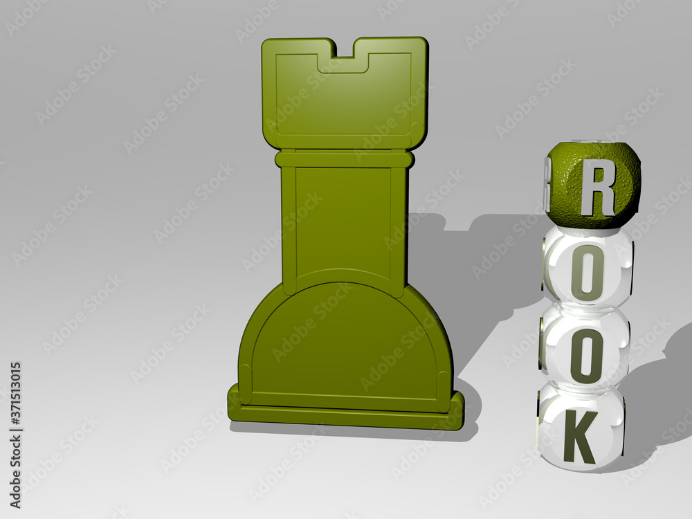 ROOK 3D icon beside the vertical text of individual letters - 3D ...