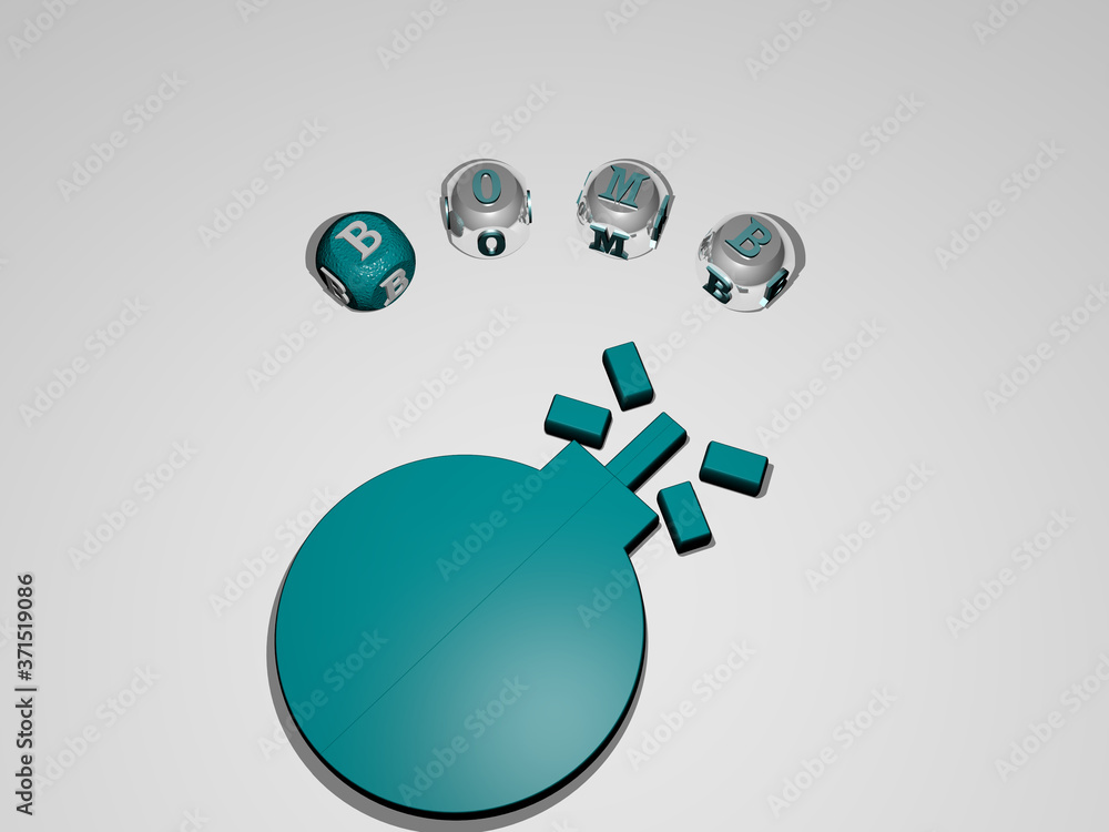 BOMB circular text of separate letters around the 3D icon - 3D ...