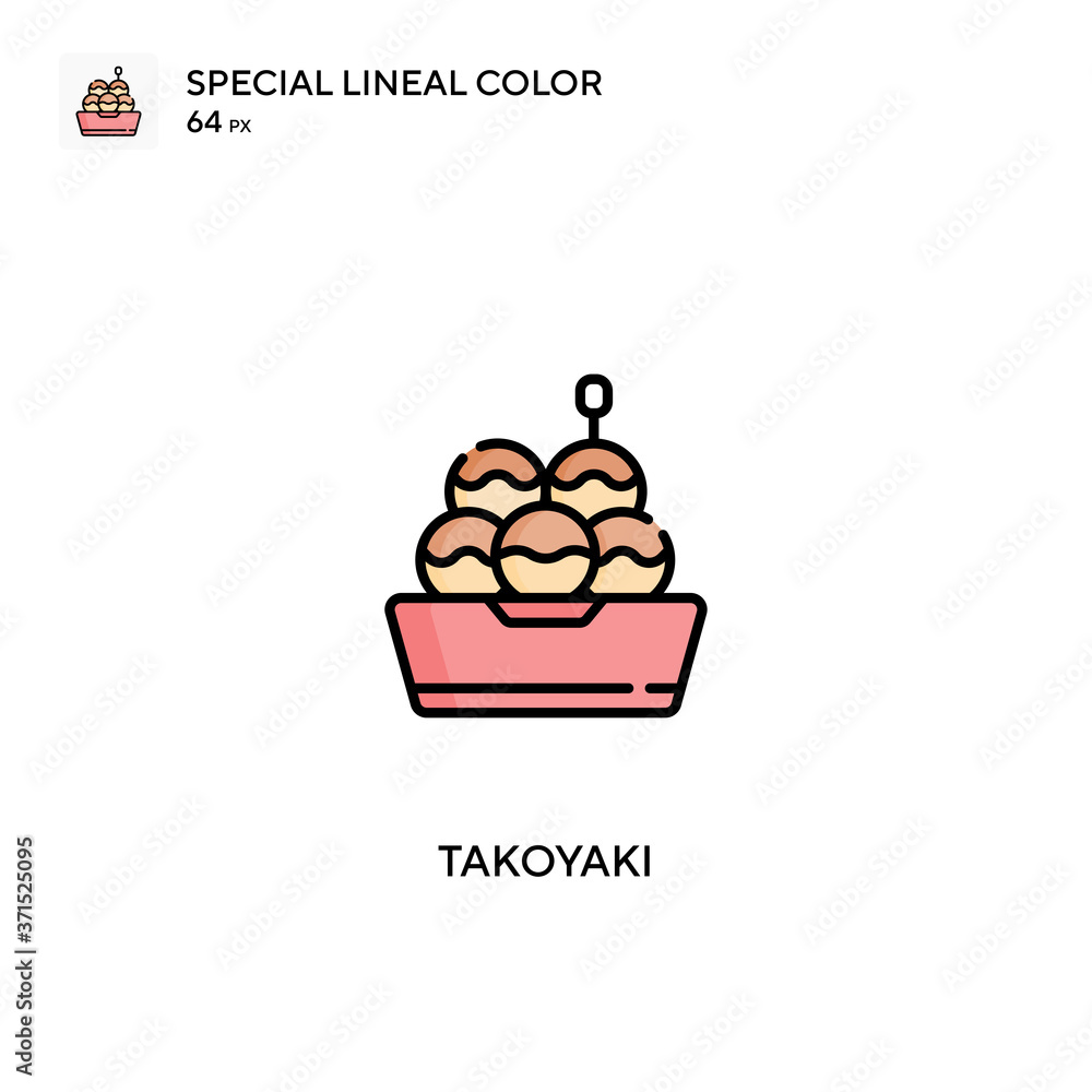 Takoyaki Special lineal color vector icon. Takoyaki icons for your ...