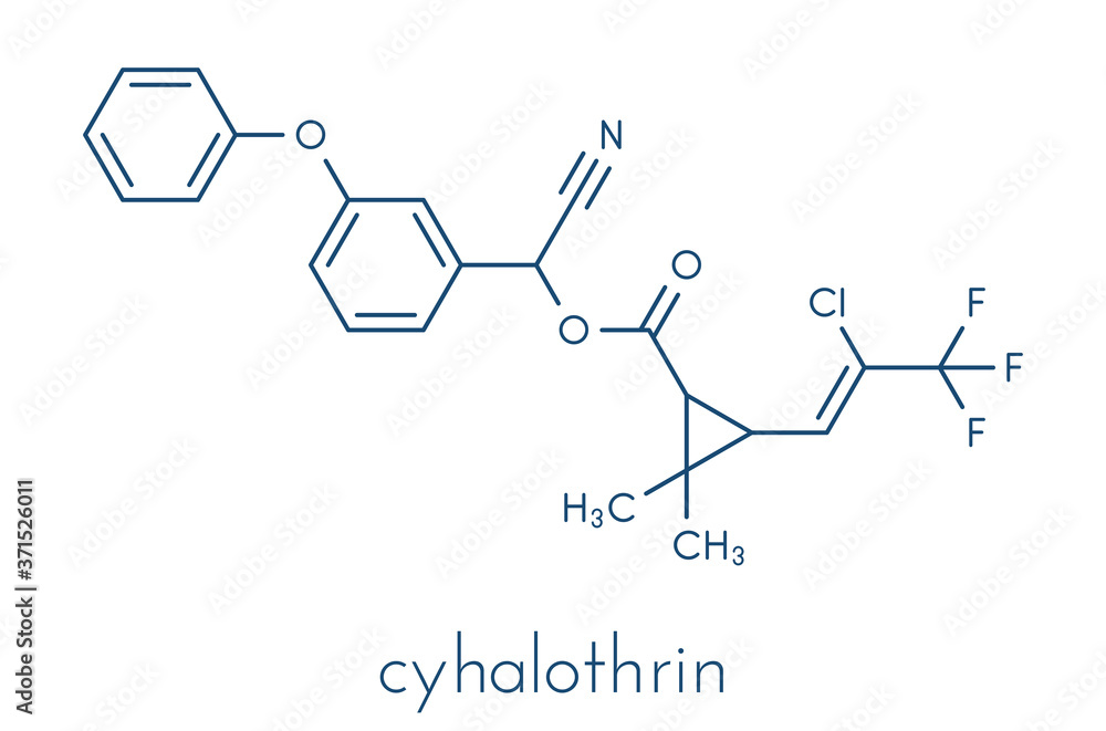 Vetor de Cyhalothrin insecticide molecule. Skeletal formula. do Stock ...