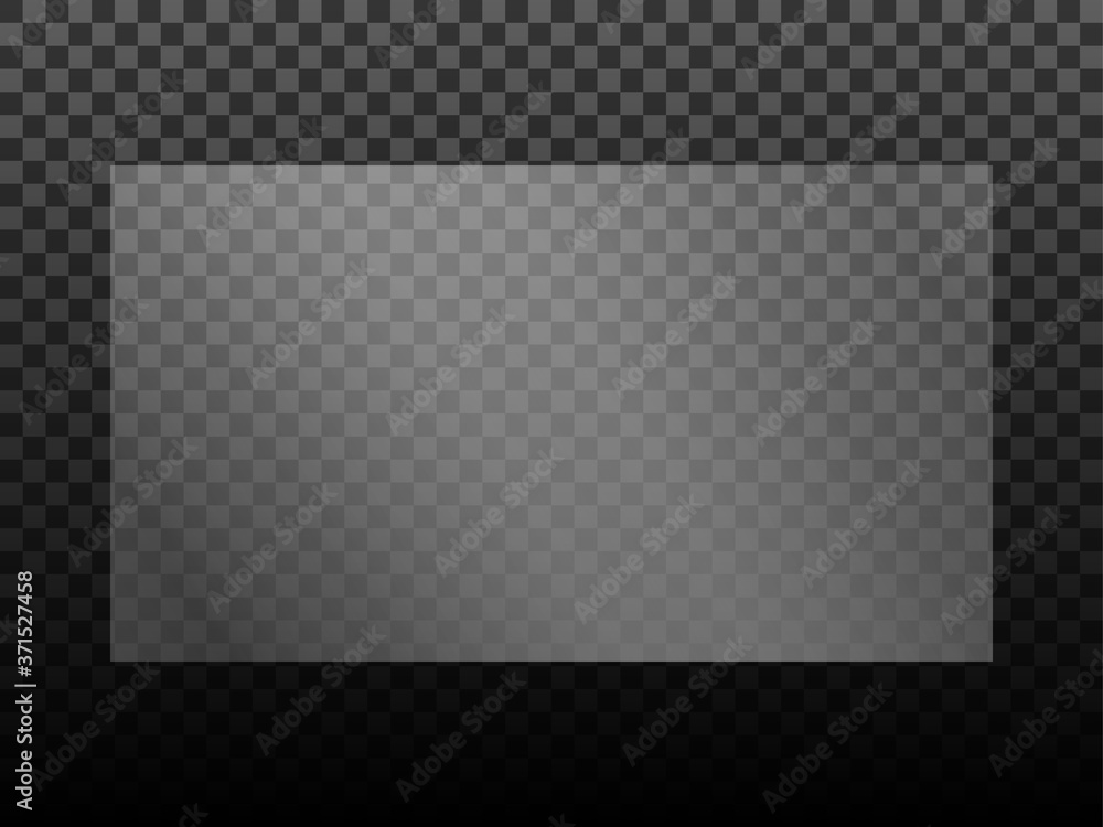 Transparent shiny glass plate. Plastic sheet. Clear glass showcase on a ...