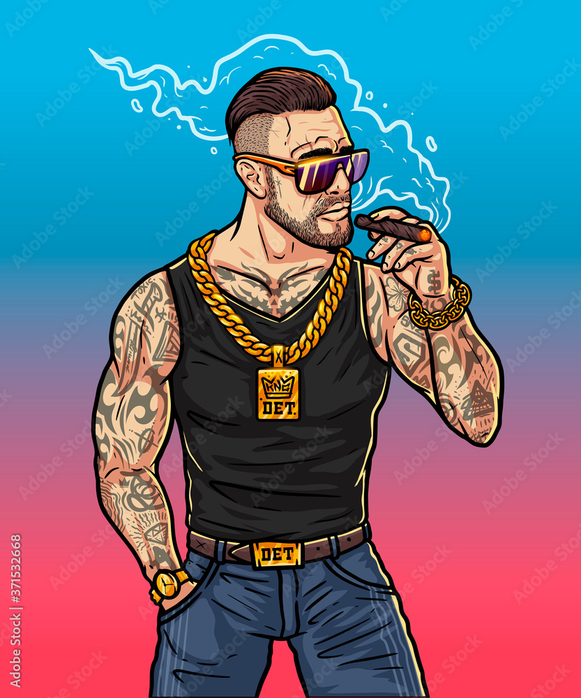 Rich boy - cartoon character in game style. Boss gangster in sunglasses ...