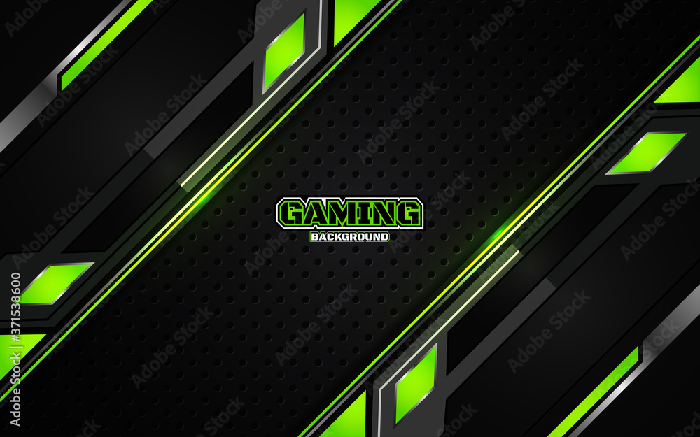 Abstract futuristic black and green gaming background with modern ...