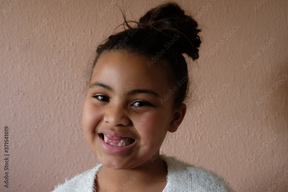 Cute girl daughter with gap teeth smiling and having fun Stock Photo ...