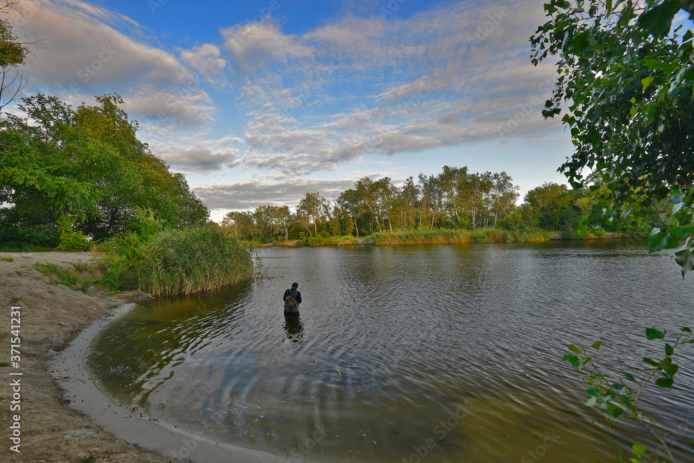 Samara river in Ukraine, the left tributary of the Dnieper (Black Sea ...