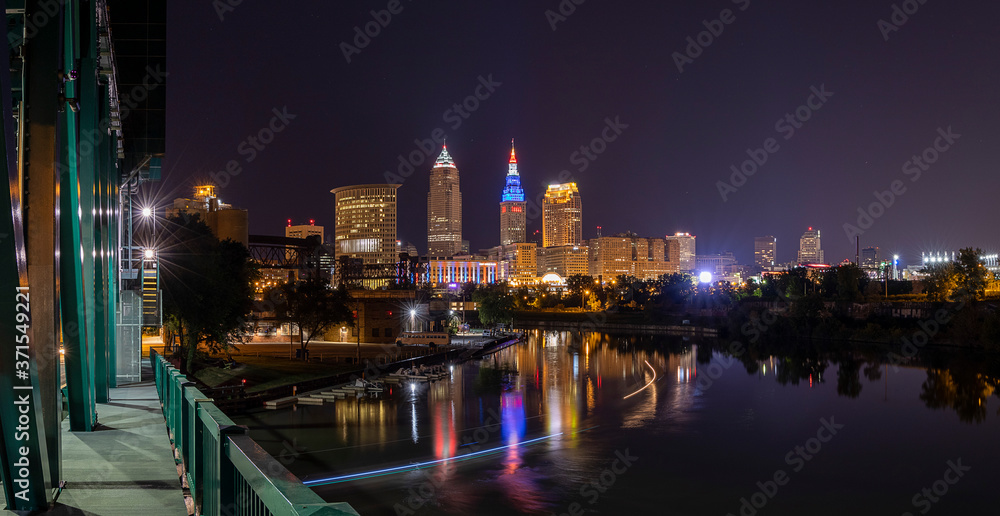 Cleveland Ohio at Night Stock Photo | Adobe Stock