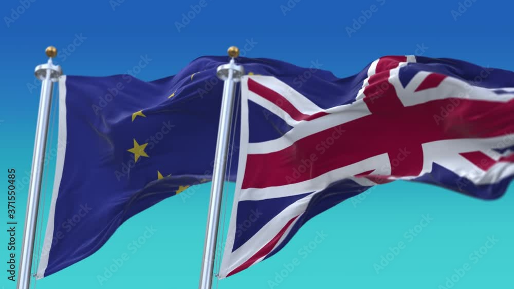 4k Seamless Britain England United Kingdom and European Union Flags ...