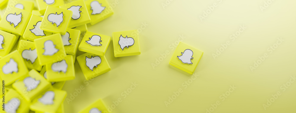 A Bunch of Snapchat Logos. Copy Space Banner Background 3D Rendering ...