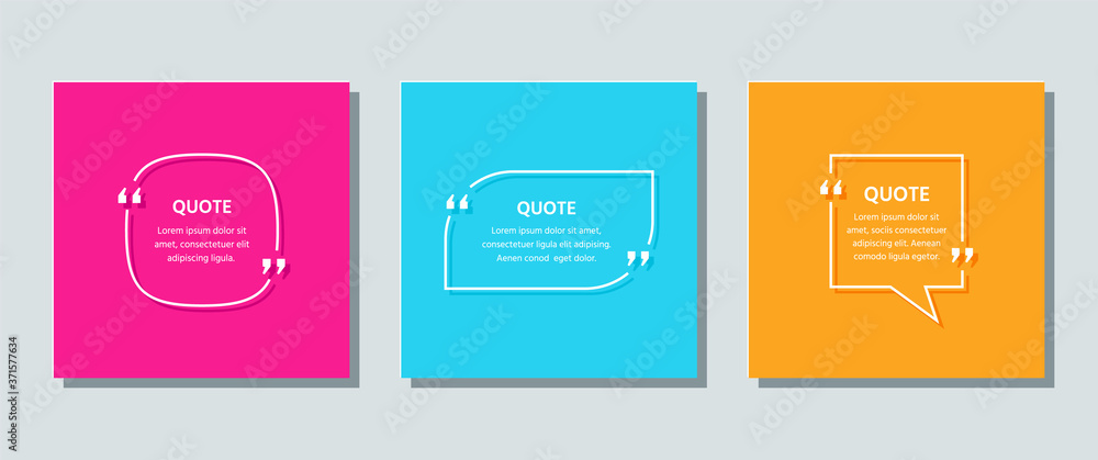 Quote text box. Quotations frame template. Vector. Set of speech ...