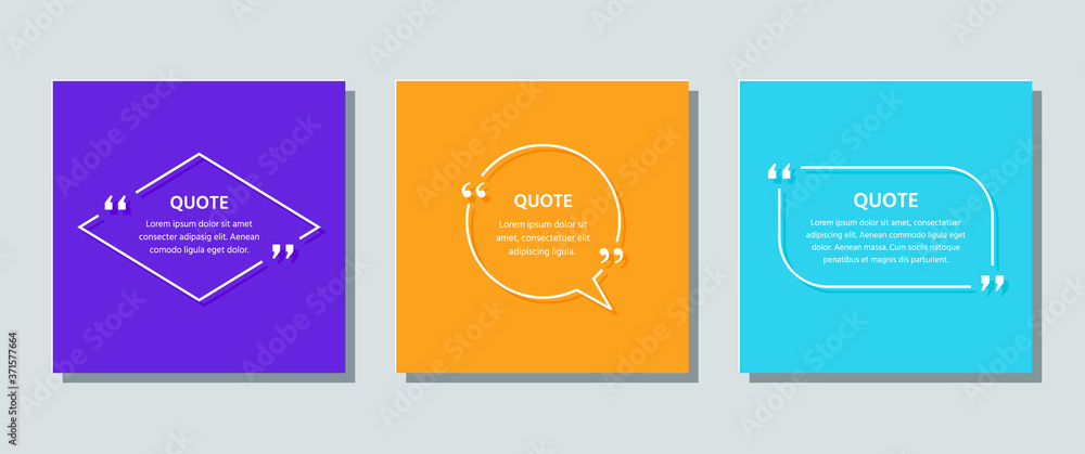 Quote frame template. Quotations text box. Vector. White info comments ...