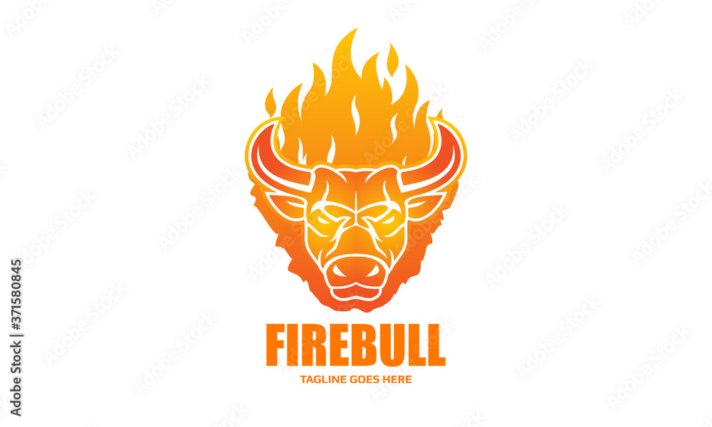 Fire Bull Logo - Flame Bull Head Icon Character - Mascot Vector ...