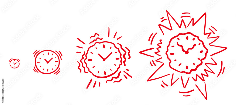 Alarm-clock. Alarm ringing increasing volume gradually animation ...