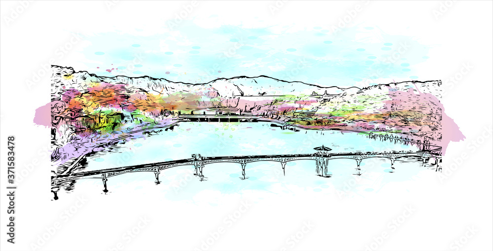 Building view with landmark of Andong is a city on the Nakdong River ...