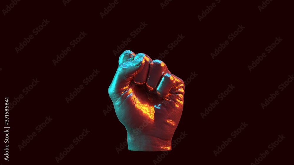 Silver Raised Clenched Fist Anti Fascist Symbol Red Orange and Blue ...