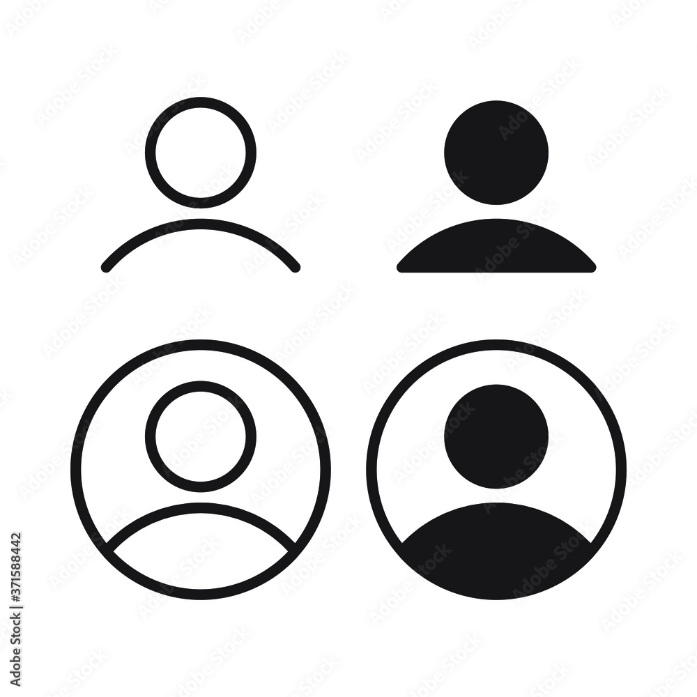 User profile icon vector. Avatar portrait symbol. Flat shape person ...