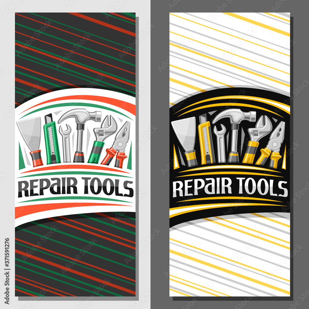 Vector layouts for Repair Tools, decorative leaflet with illustration ...