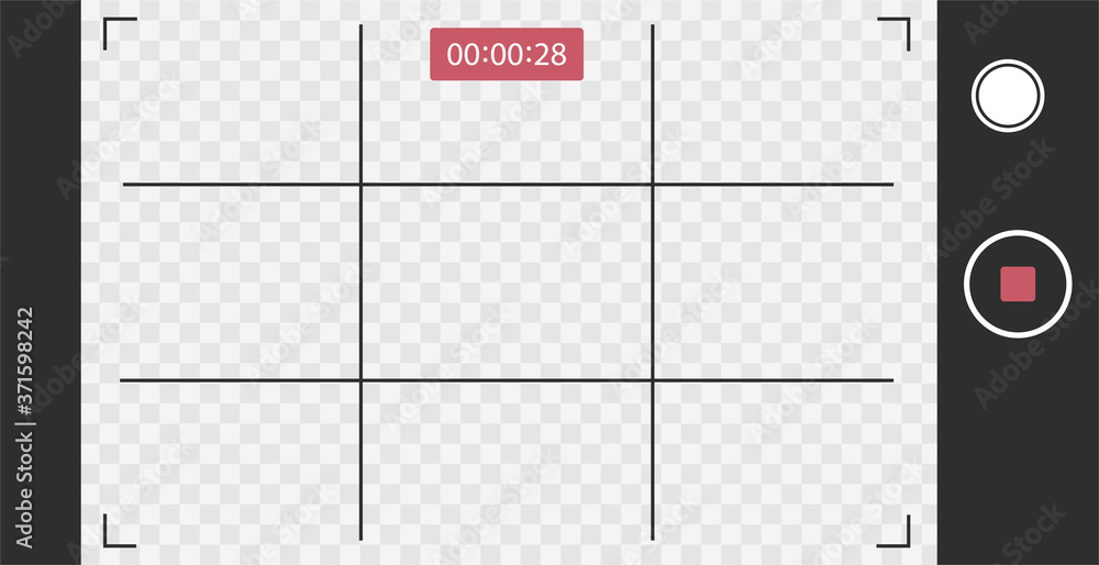 Mobile phone camera app screen template. REC, Recording videos and ...