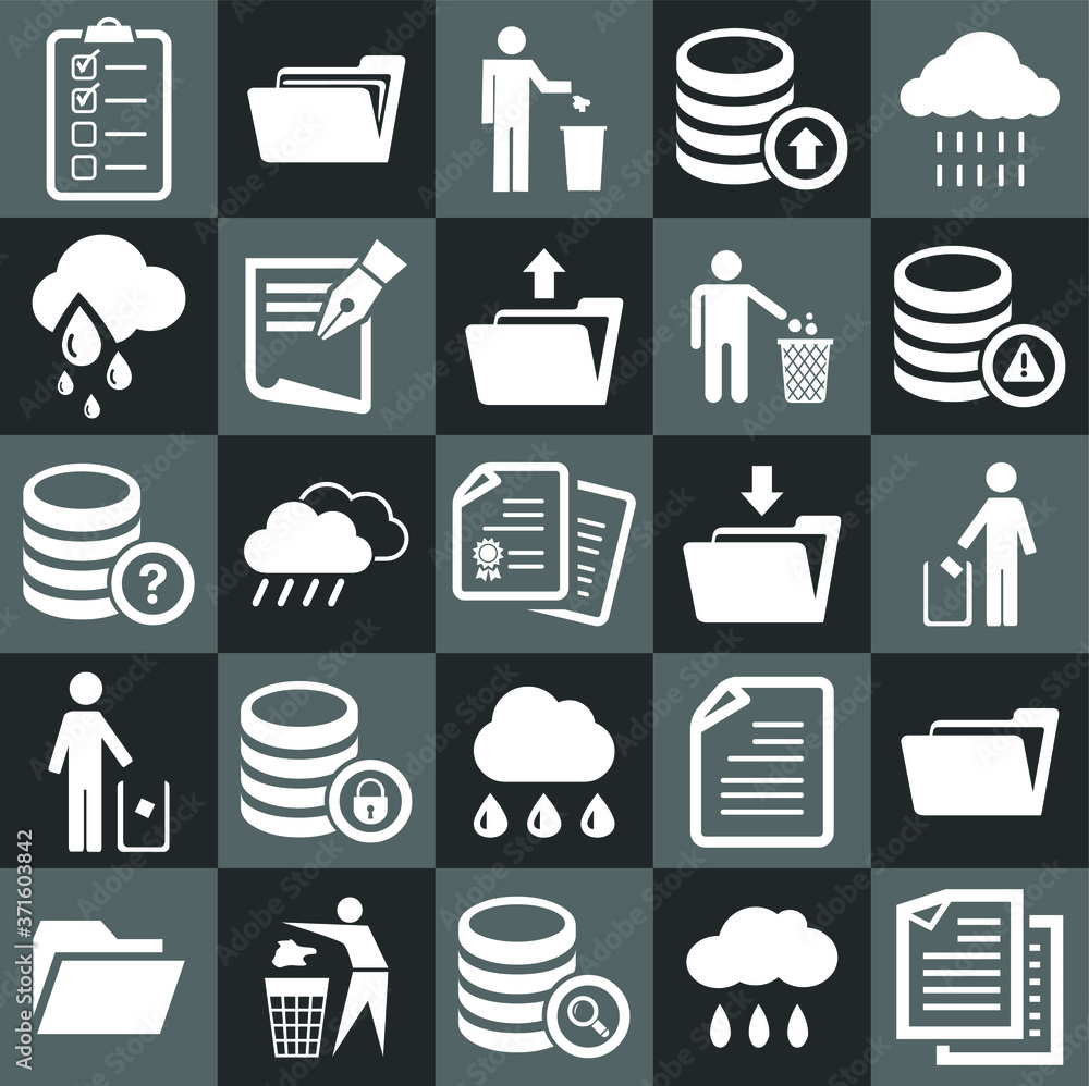Vector icon set for cloud, folder, data and recycle bin Stock Vector ...