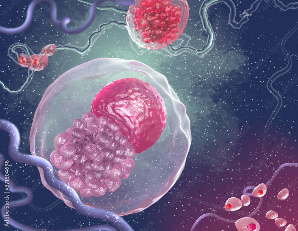 Medical abstract background, microscopic cells in the process of ...