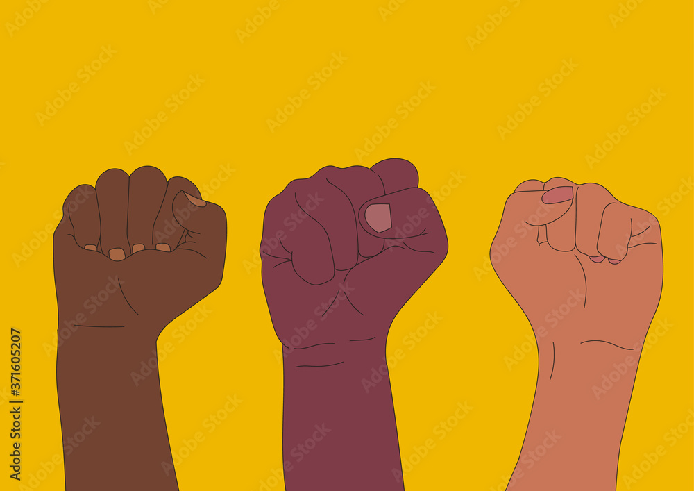 Vector Illustration. Black lives matter blm Black group protest hands ...
