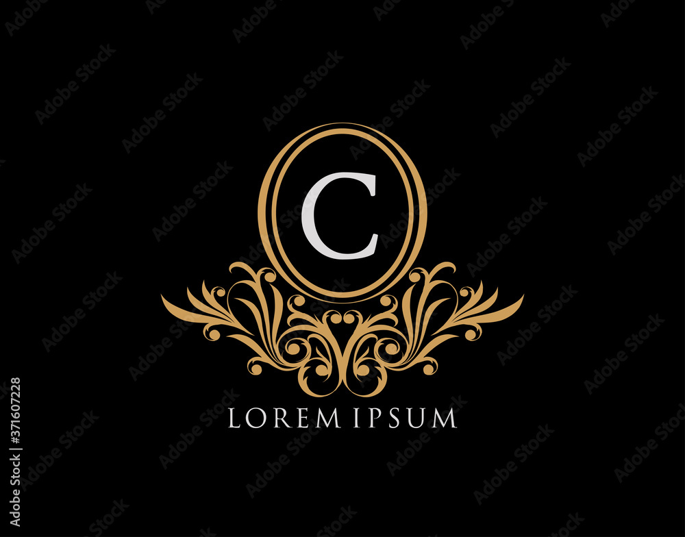 Luxury C Letter Logo. Luxury calligraphic vintage emblem with beautiful ...