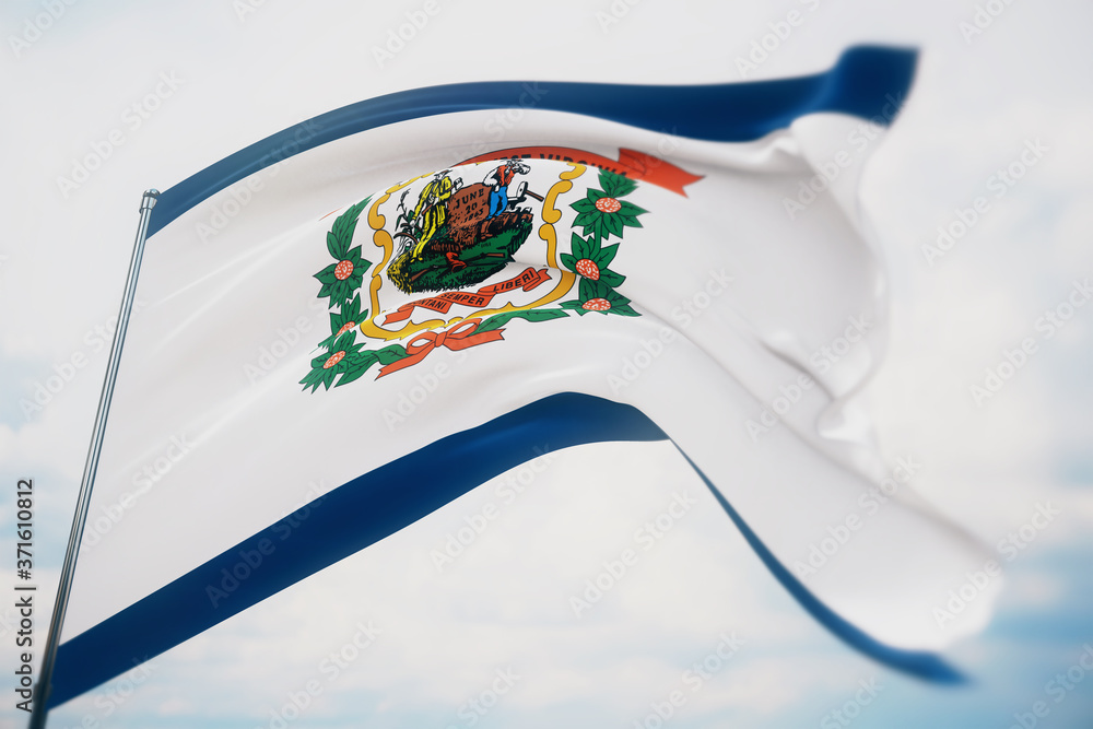 Flags of the states of USA. State of West Virginia flag. 3D ...