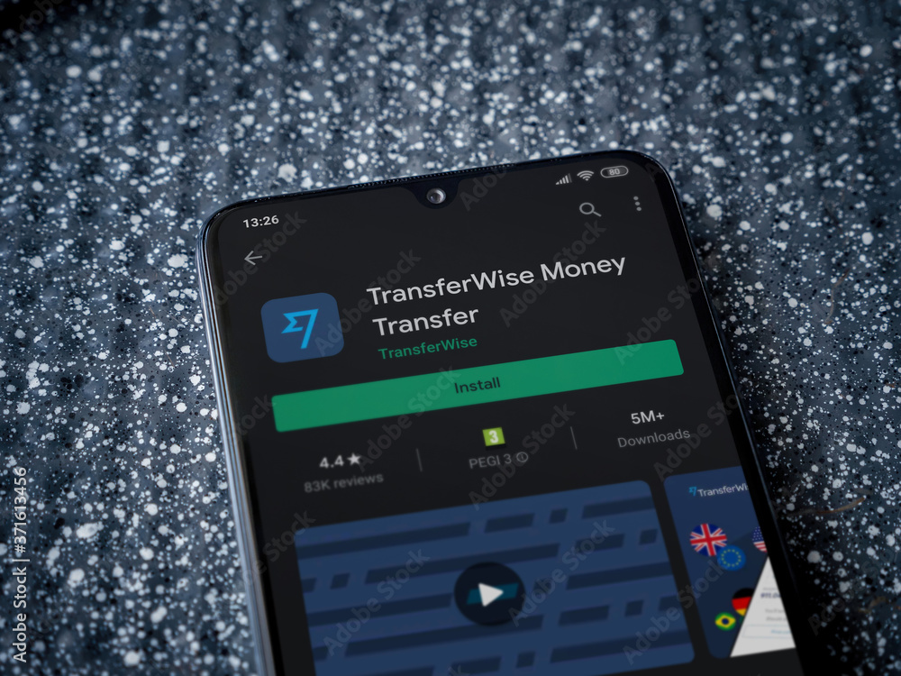Lod, Israel - July 8, 2020: TransferWise app play store page on the ...