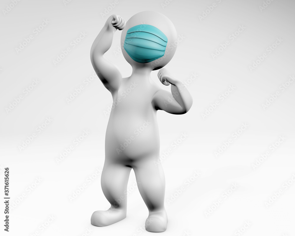 Man with mask fighting pose 3d rendering Stock Illustration | Adobe Stock