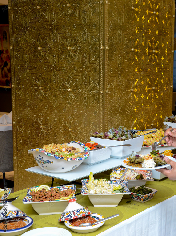 Moroccan buffet, traditional Moroccan food, tagine, chebakia, and ...