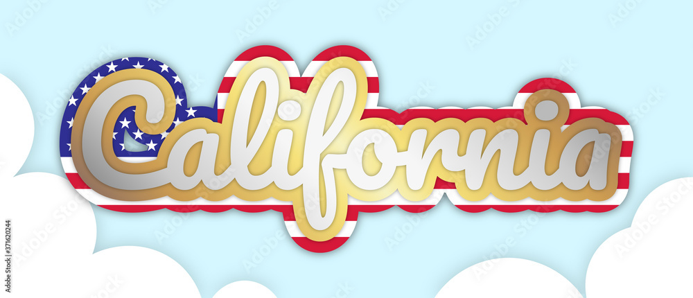 "California" banner, big bold stroke style text. Editable removable ...