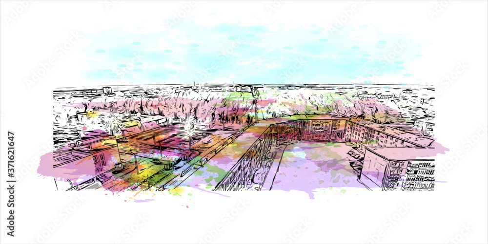Building view with landmark of Angarsk is a city and the administrative ...