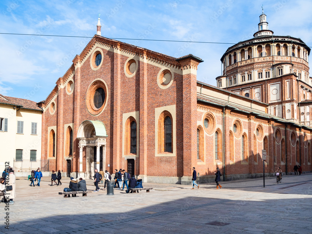 MILAN, ITALY - FEBRUARY 24, 2019: square Piazza di Santa Maria delle ...
